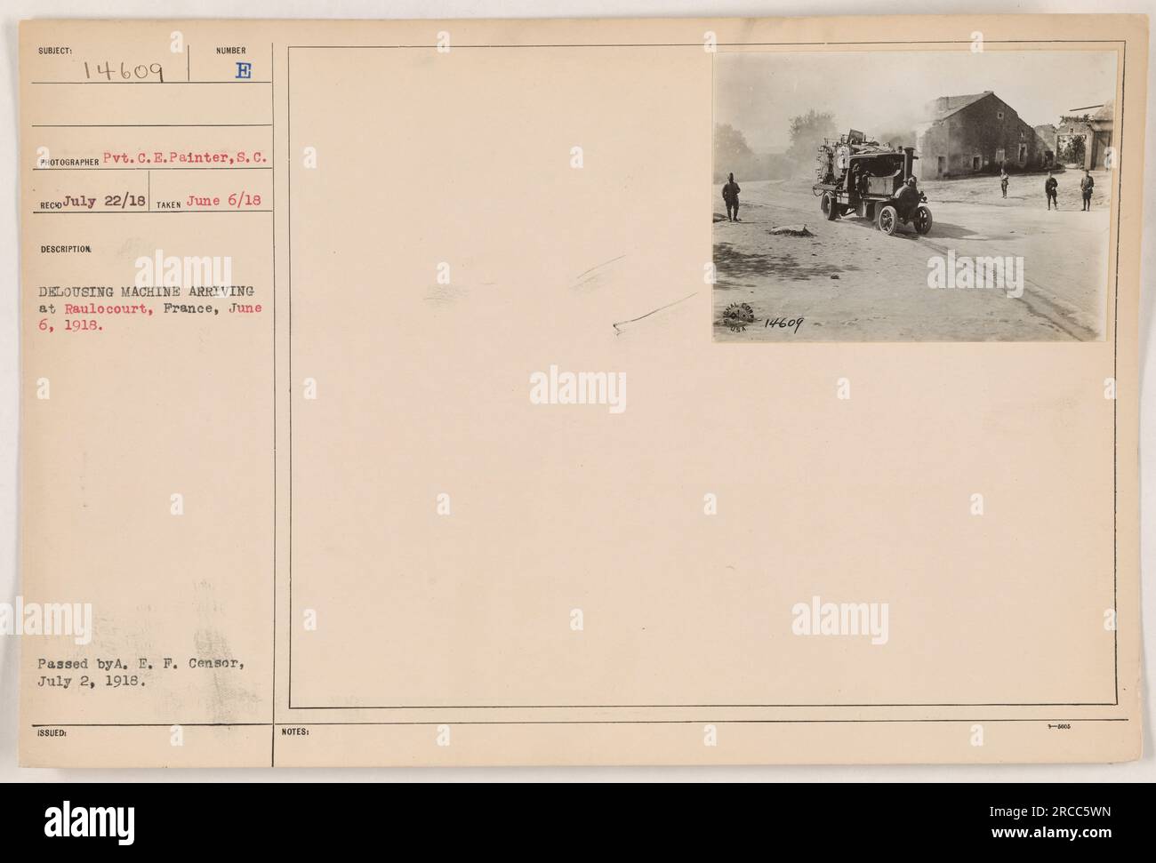 Image shows a delousing machine arriving at Raulo court in France on ...