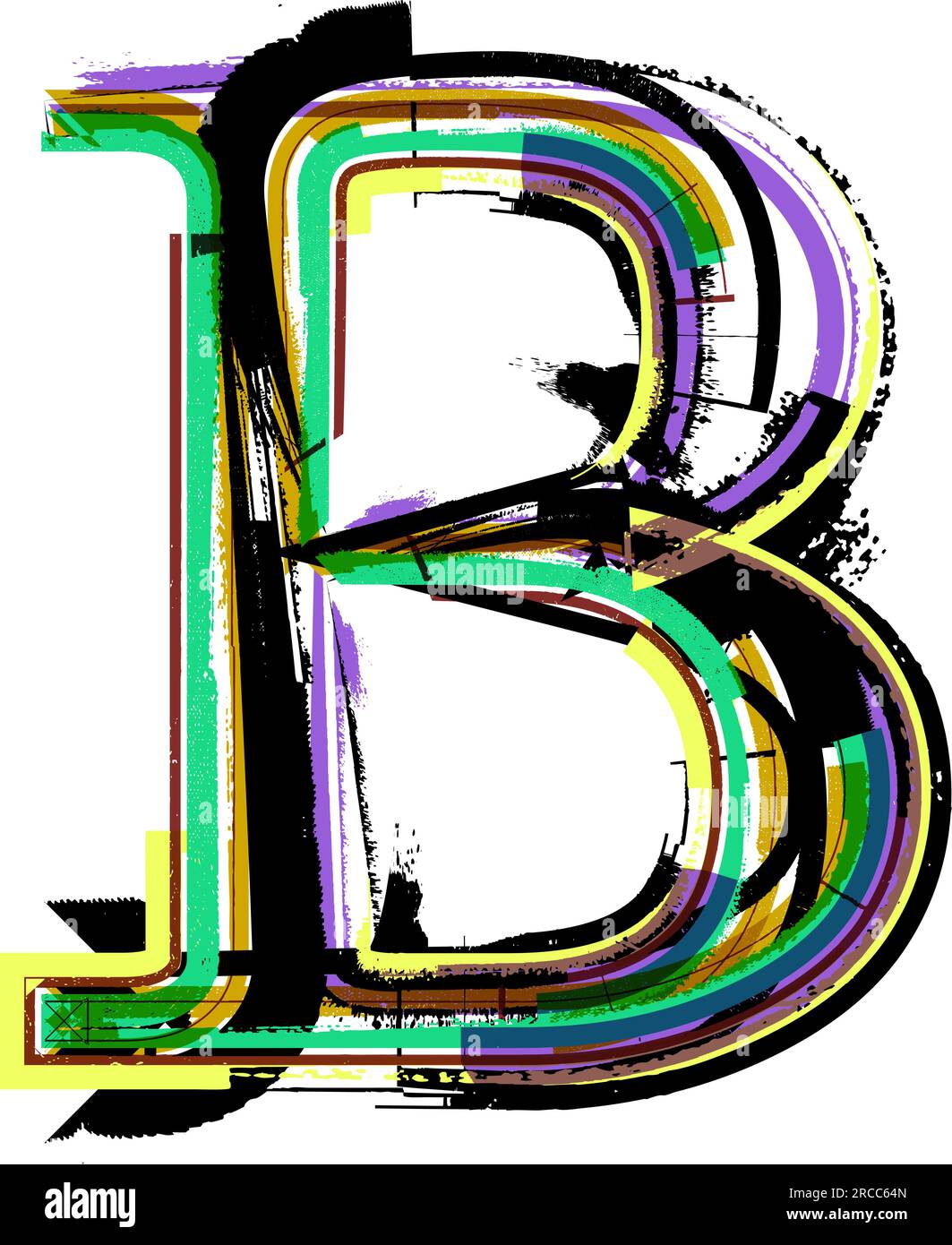 art sketched fonts, uppercase symbols, vector illustration letter B ...