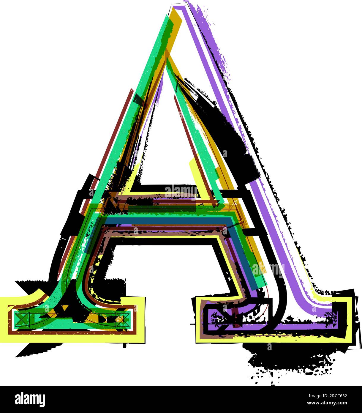 art sketched fonts, uppercase symbols, vector illustration letter A ...