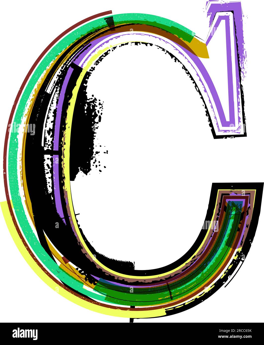 art sketched fonts, uppercase symbols, vector illustration letter C ...