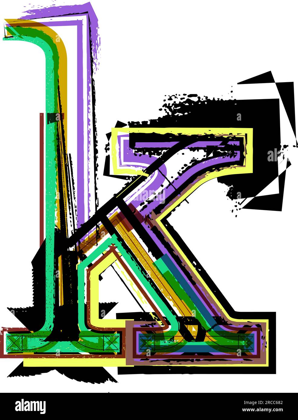 art sketched fonts, lowercase symbols, vector illustration letter k ...