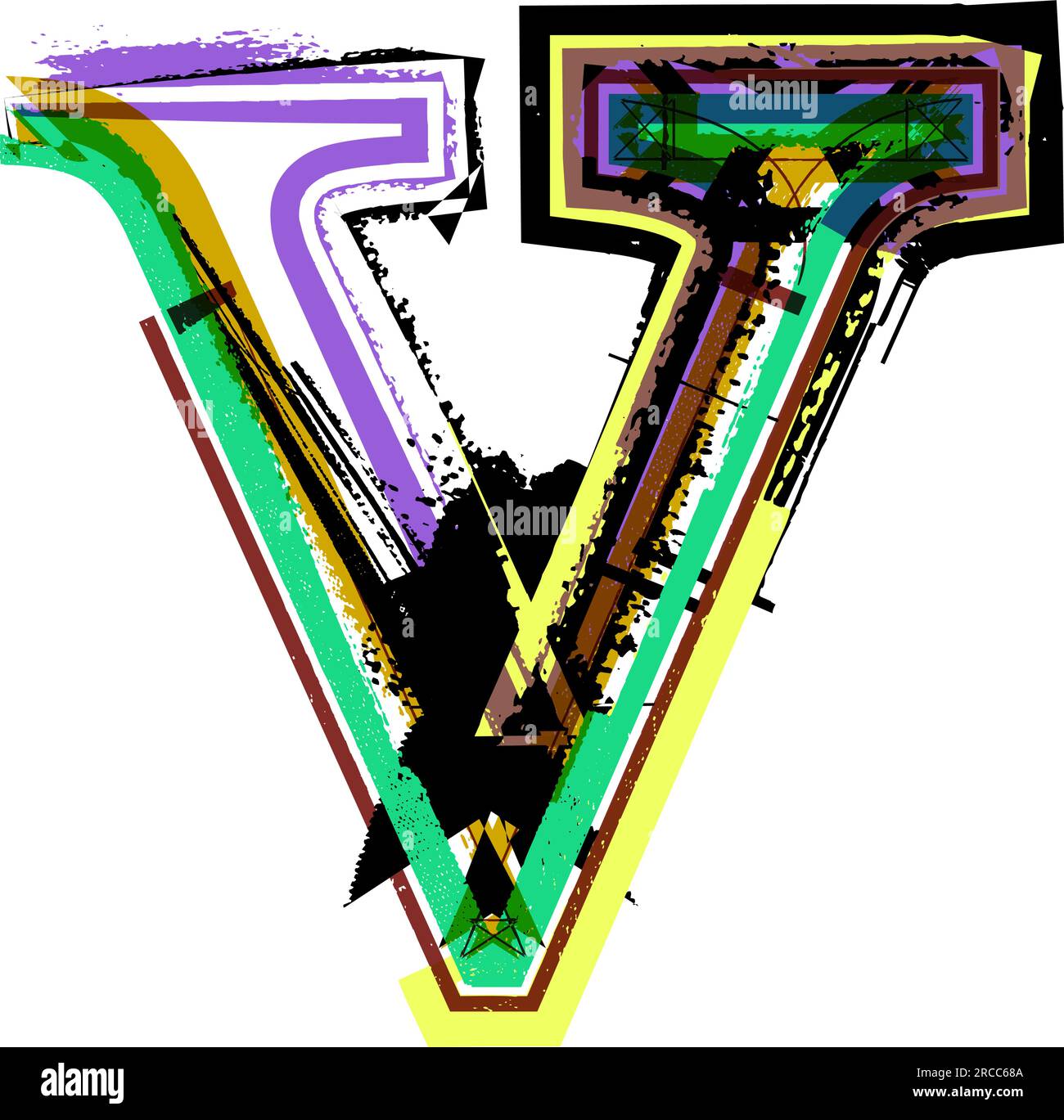 art sketched fonts, lowercase symbols, vector illustration letter v ...