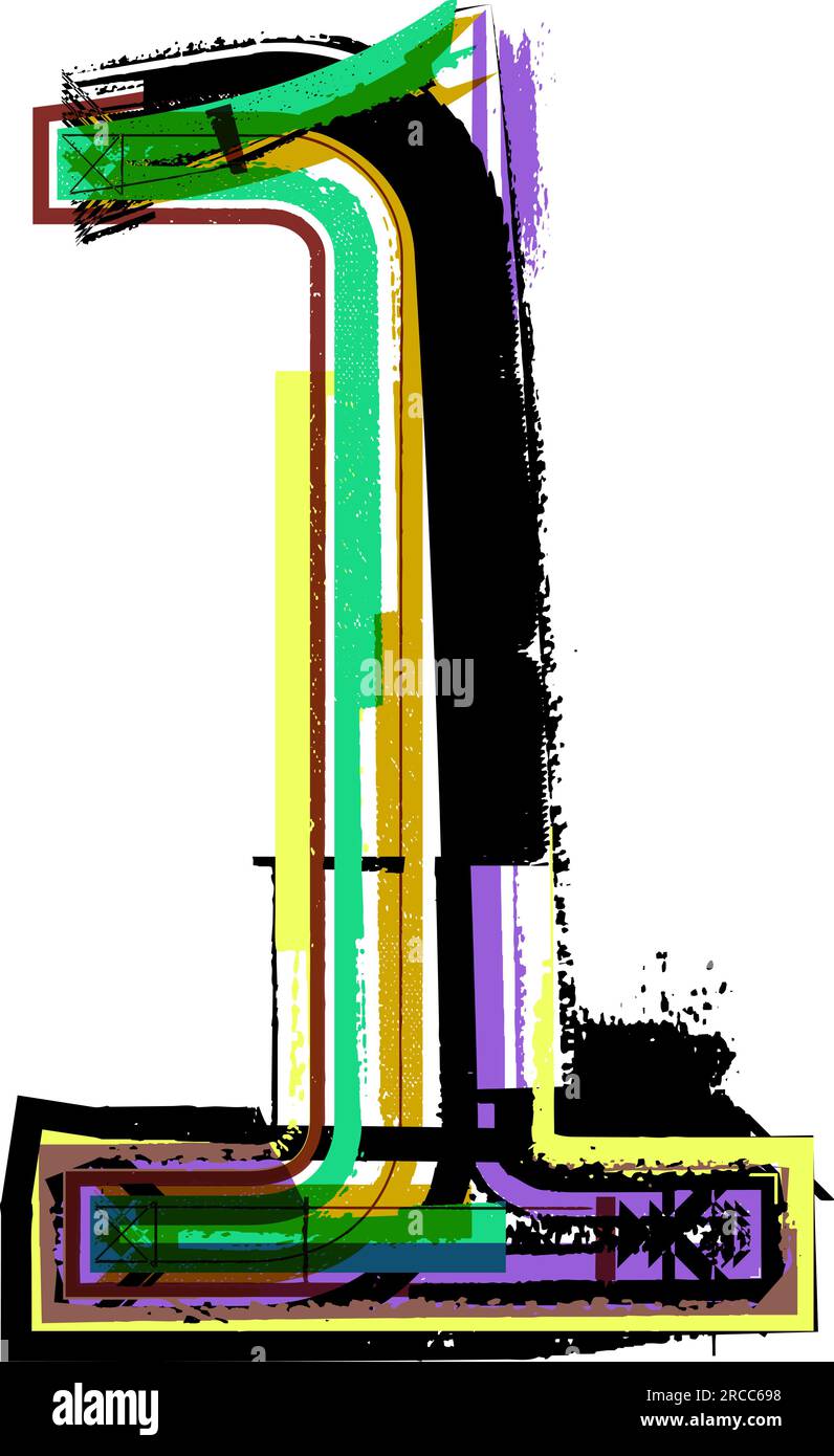 art sketched fonts, number symbols, vector illustration number 1 Stock ...