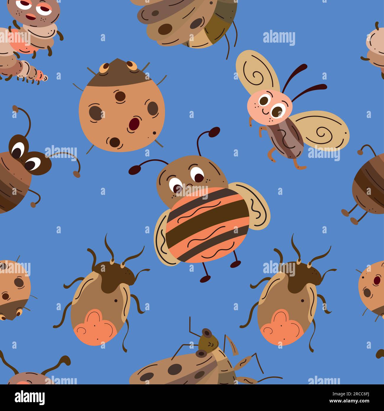 Seamless pattern background with insect sketch characters Vector Stock ...