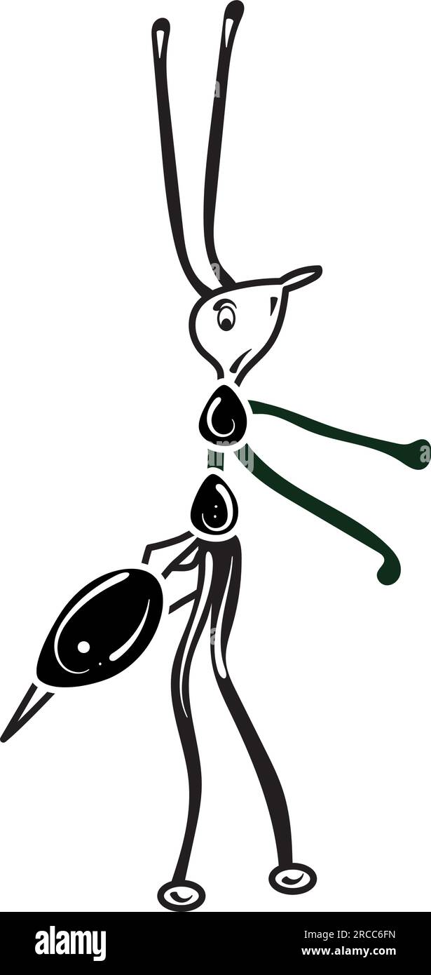 Isolated silhouette of an ant sketch character Vector Stock Vector ...