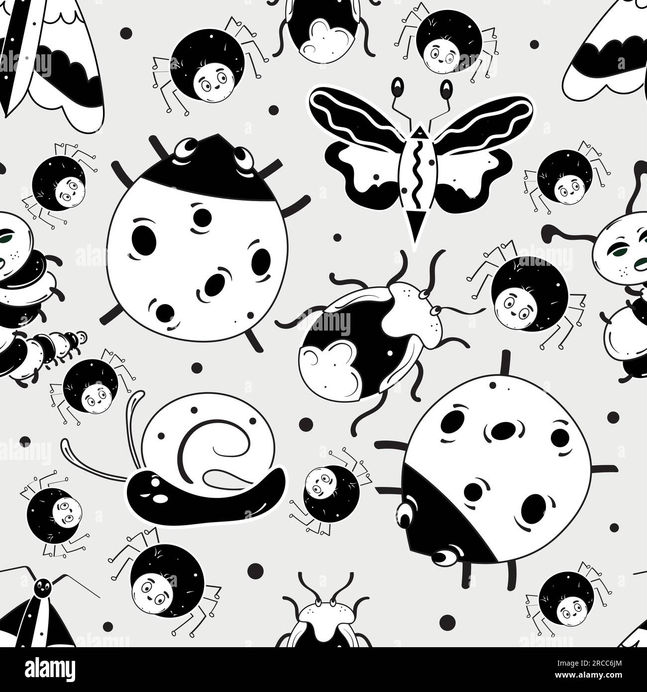 Seamless pattern background with insect sketch characters Vector Stock ...