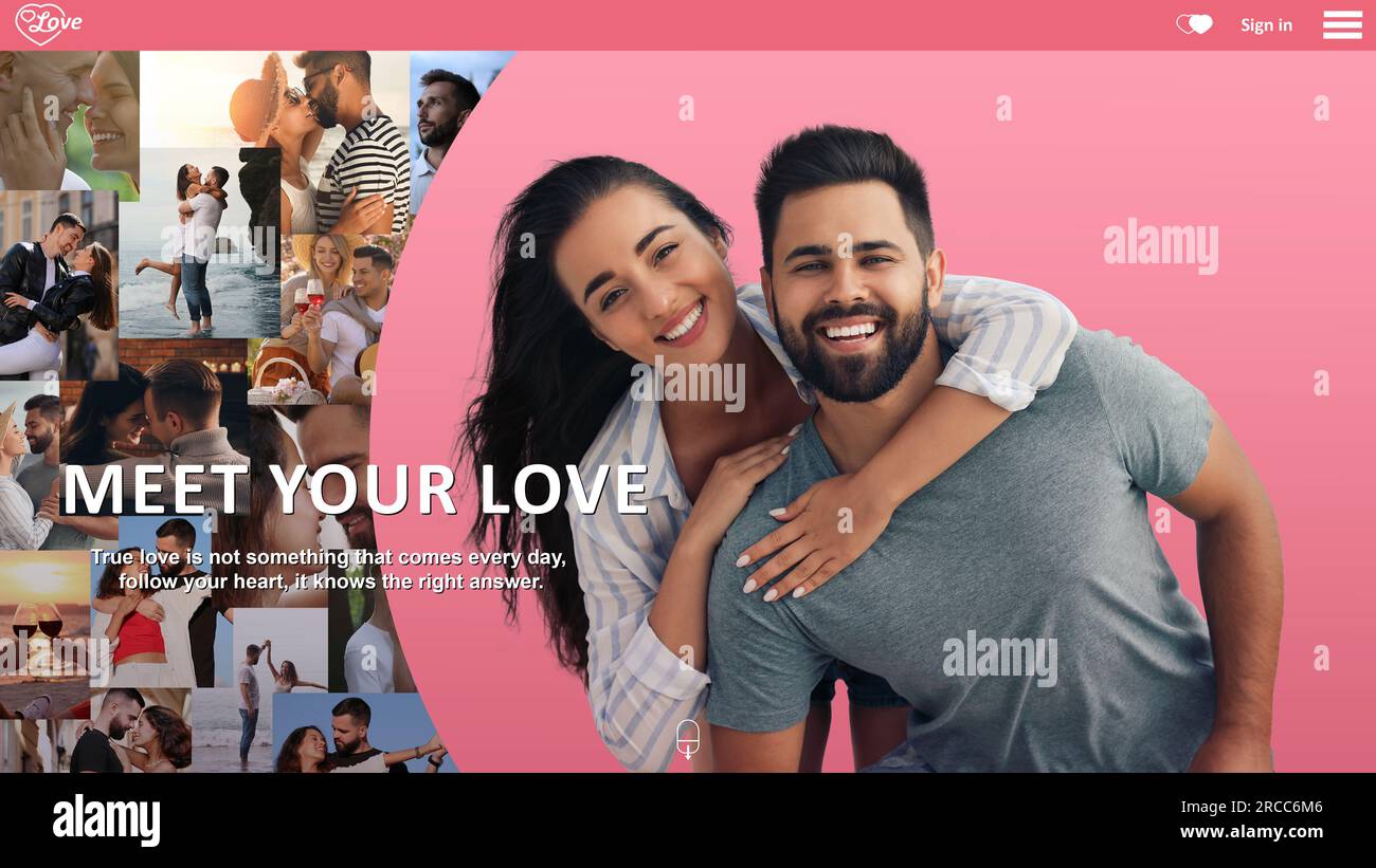 Design of interface for online dating site. Home page with photos of ...