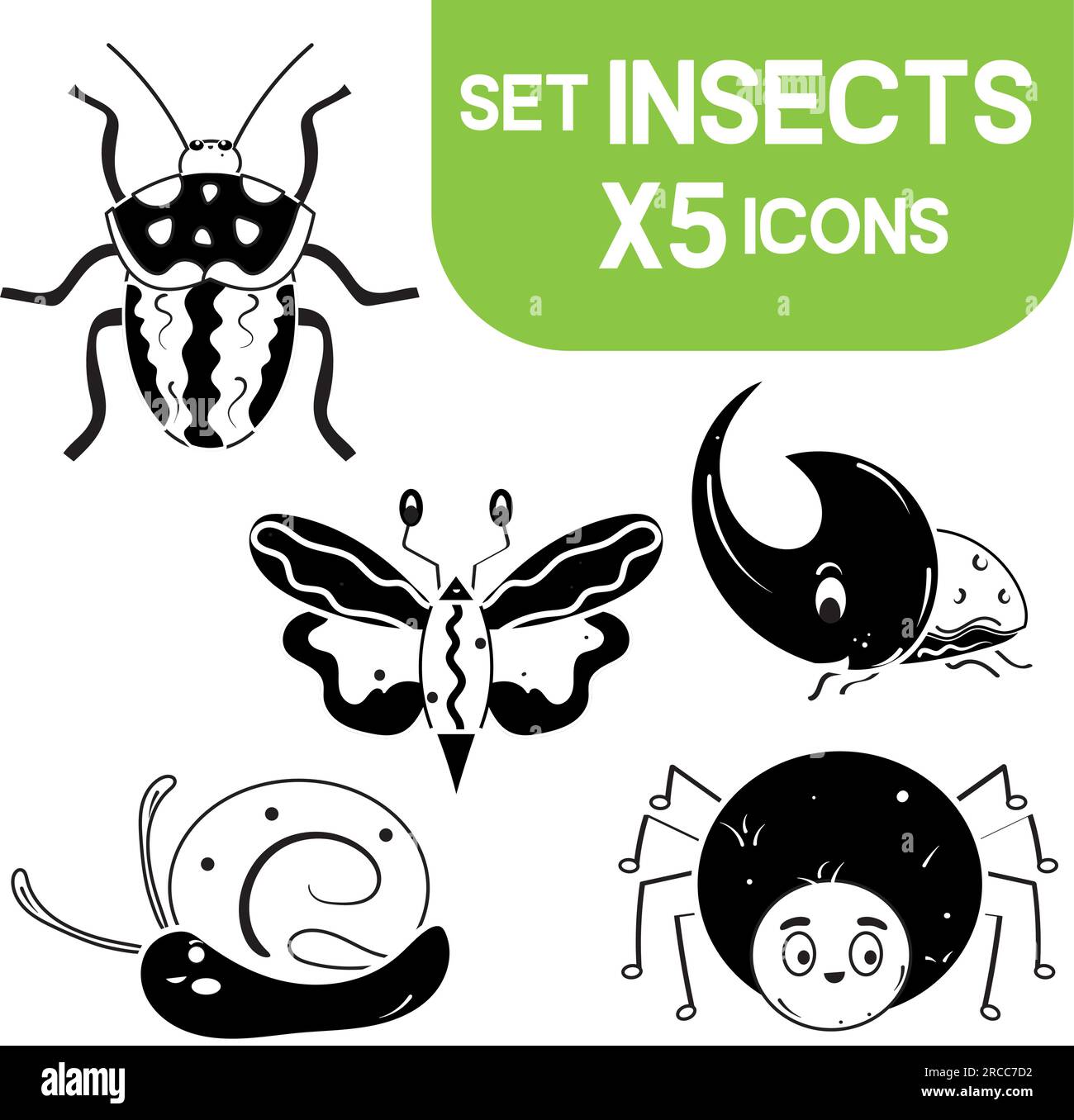 Set of cute insect sketch characters Vector Stock Vector Image & Art ...