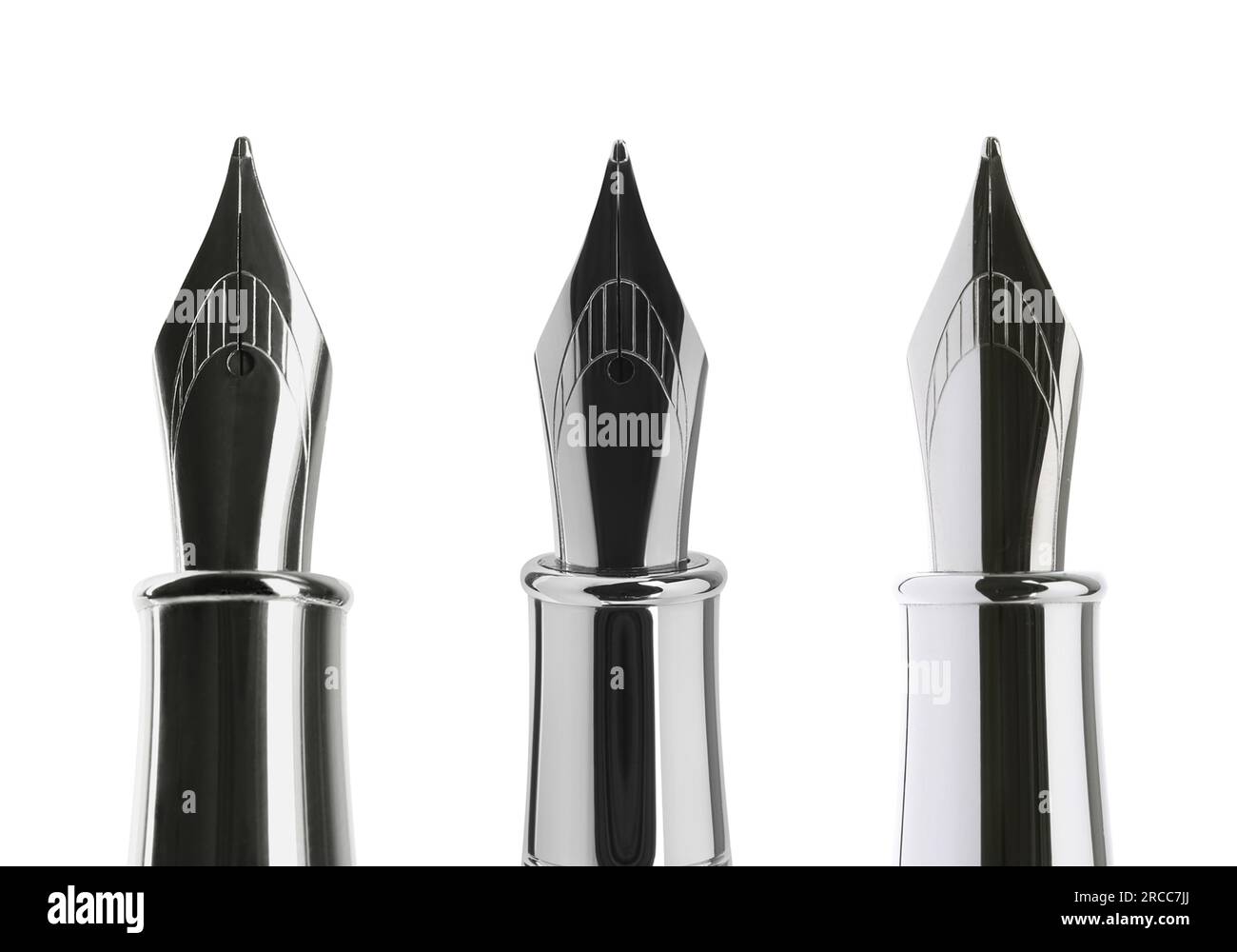 Collage with fountain pens on white background Stock Photo - Alamy