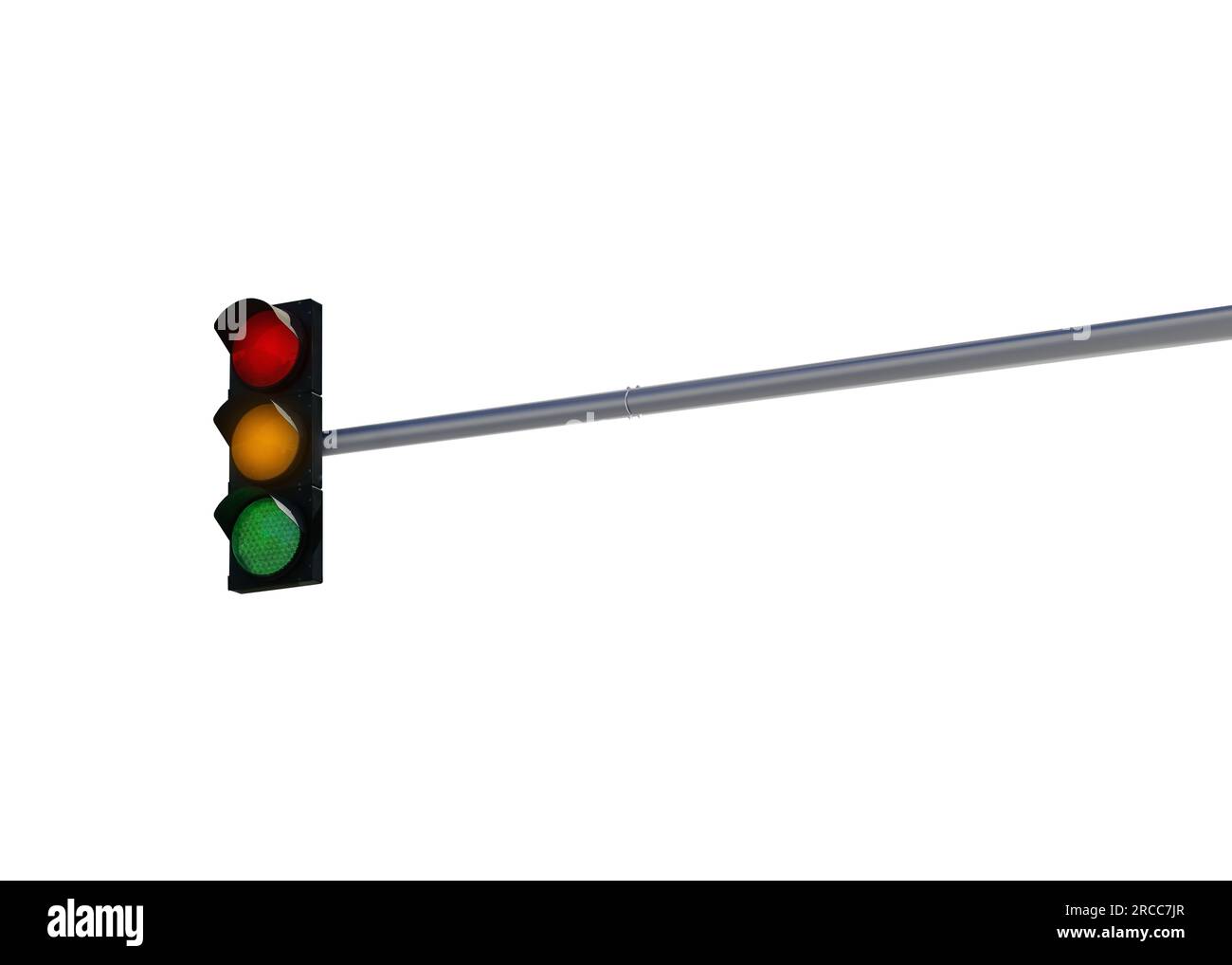 Traffic light with pole on white background Stock Photo - Alamy