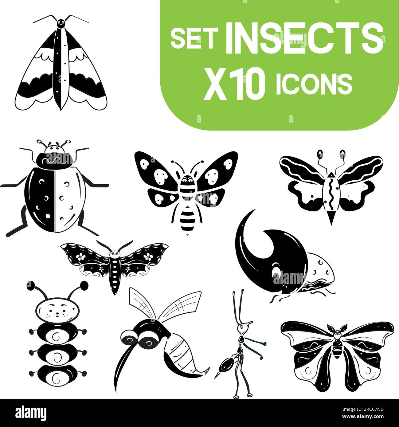Set of cute insect sketch characters Vector Stock Vector Image & Art ...