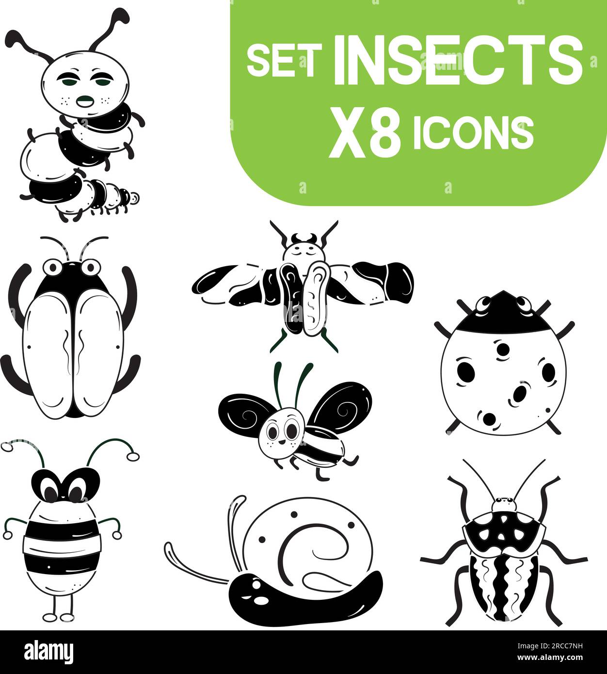 Set of cute insect sketch characters Vector Stock Vector Image & Art ...