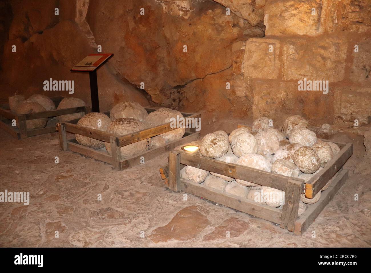 Round shot (cannonballs) in Ajloun castle, Jordan - Stone artillery ...
