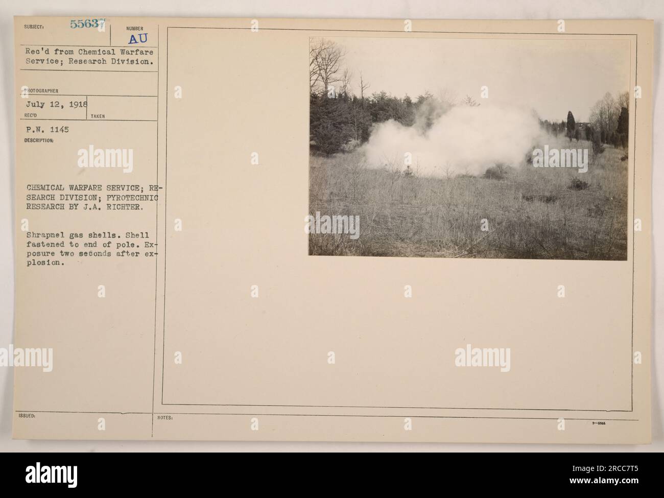 Chemical Warfare Service, Research Division conducted pyrotechnic ...