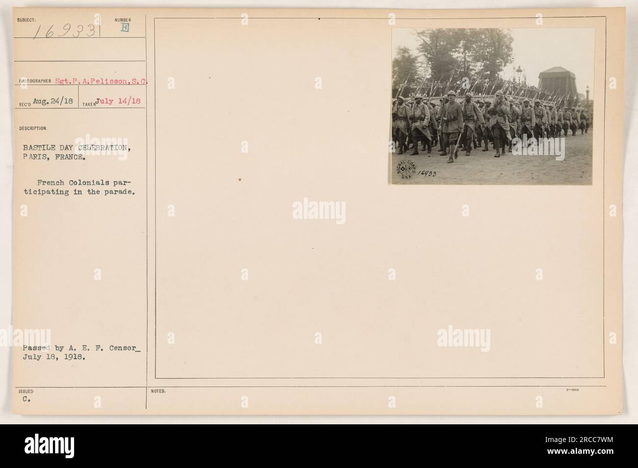 French Colonial troops marching in a parade during Bastille Day ...