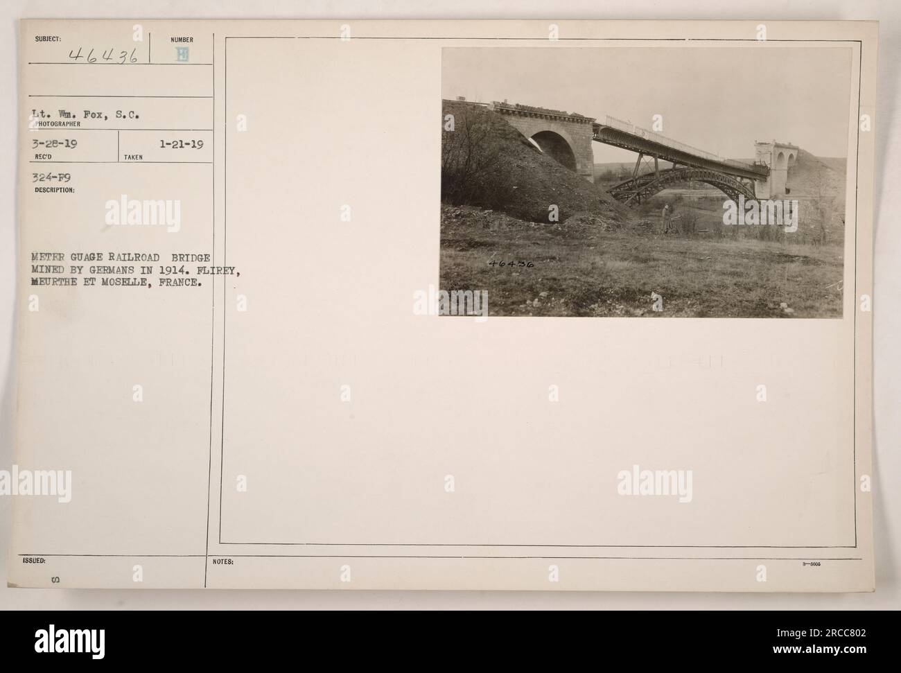 The photograph shows a meter gauge railroad bridge in Flirey, Meurthe ...
