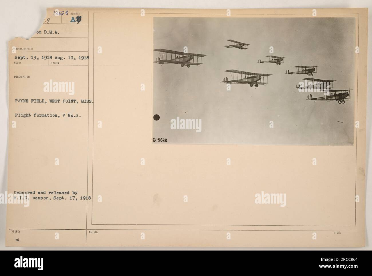 Aerial view of flight formation of airplanes at Payne Field in West ...