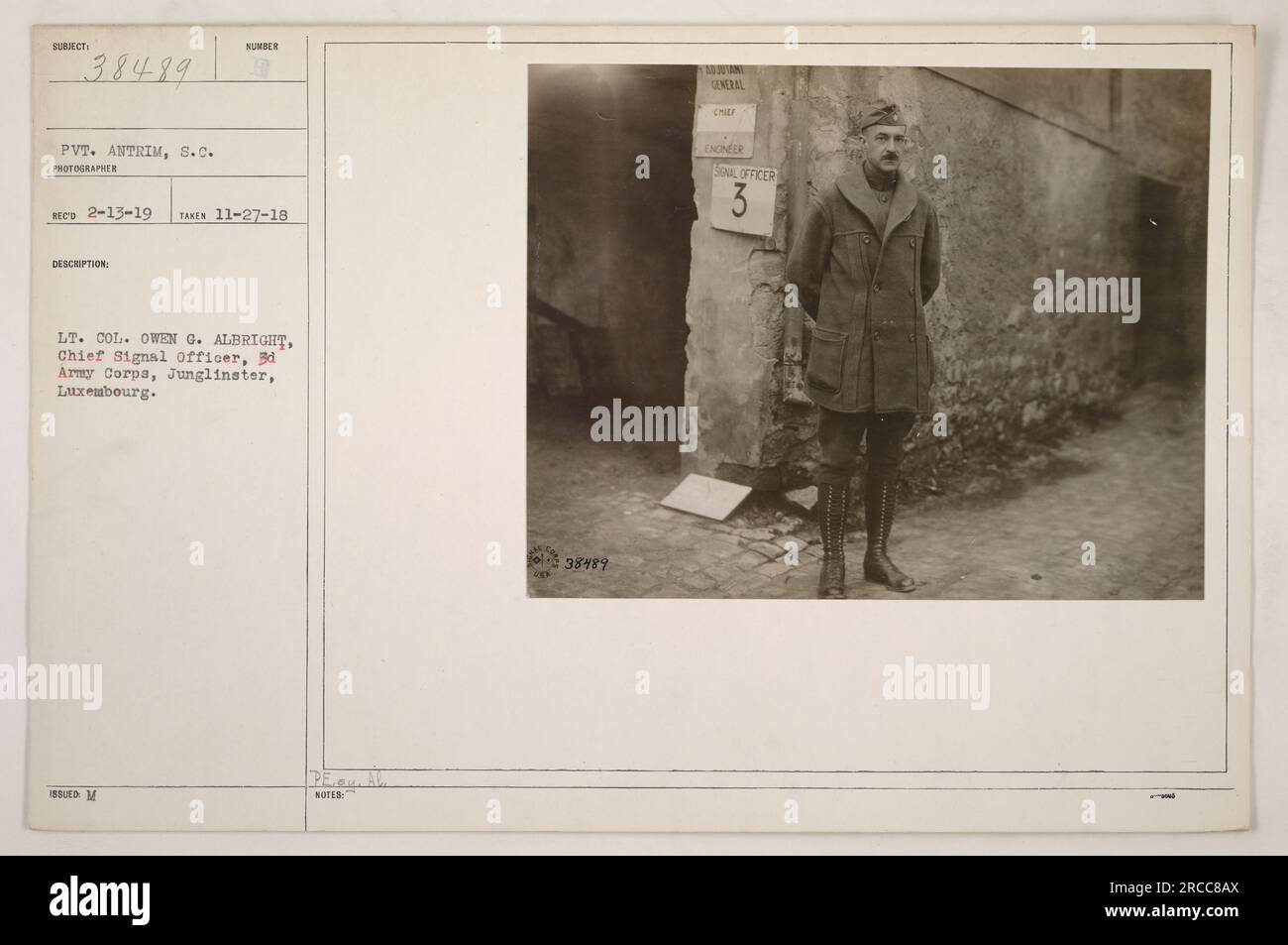 Lieutenant Colonel Owen G. Albright, Chief Signal Officer of the 3rd ...