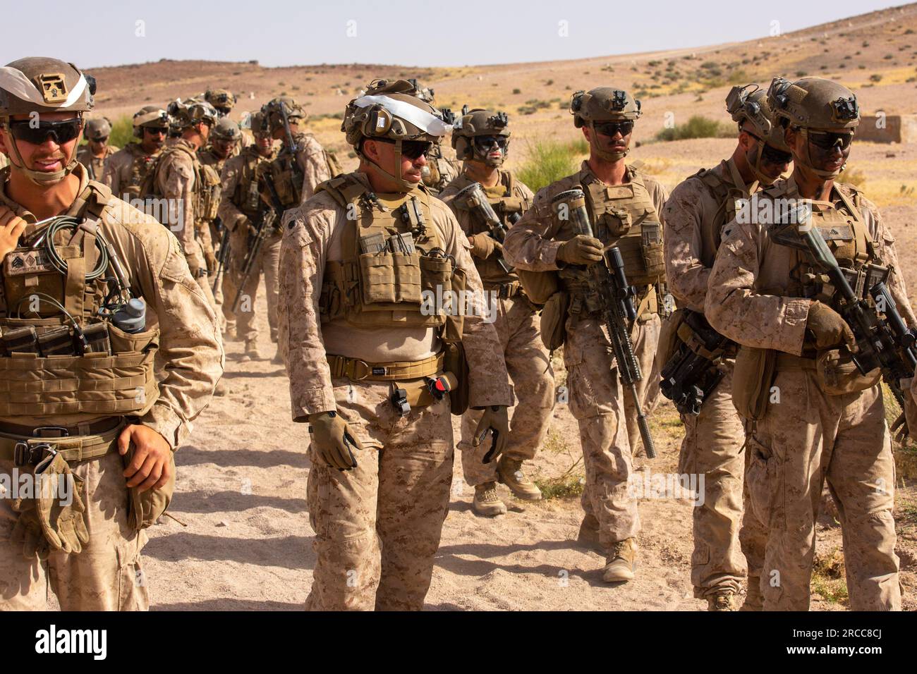 U.S. Marines with 2nd Battalion, 5th Marines, 1st Marine Division, form ...