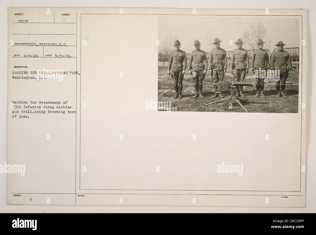 Machine Gun detachment of 63rd Infantry conducting machine gun drill in ...