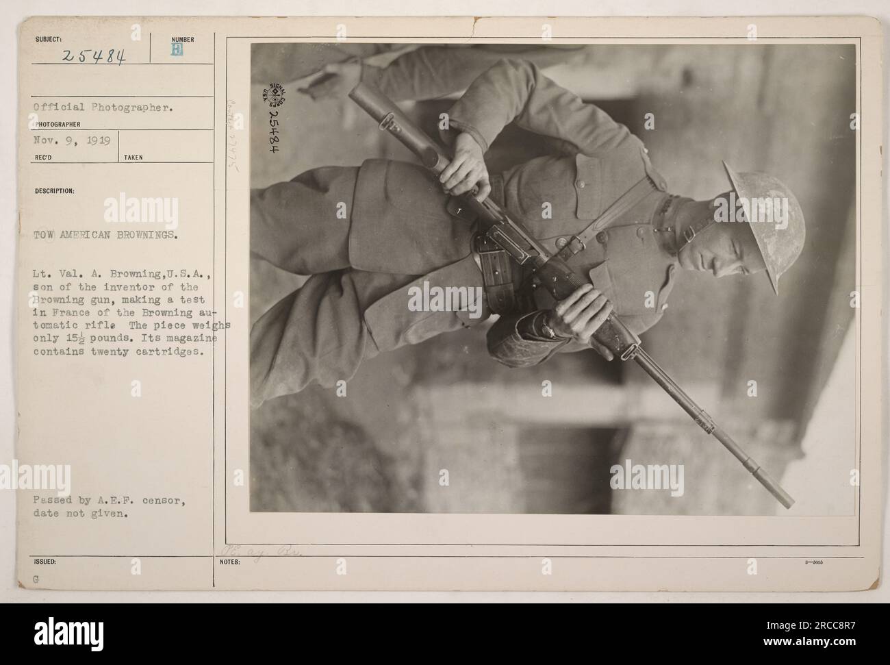 June 1919, Lieutenant Val A. Browning (son of the Browning gun inventor ...