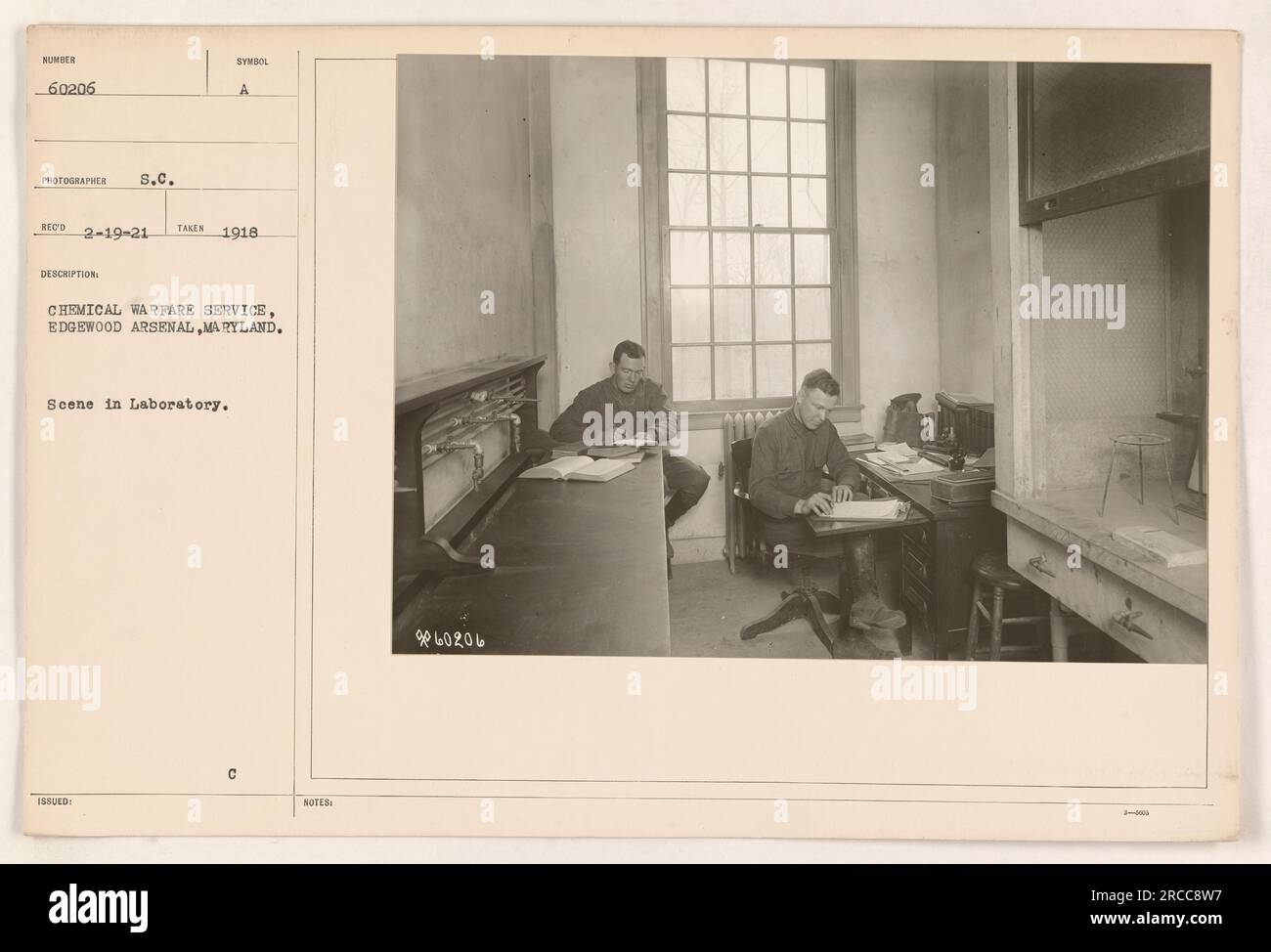 Interior view of a laboratory at the Chemical Warfare Service facility ...