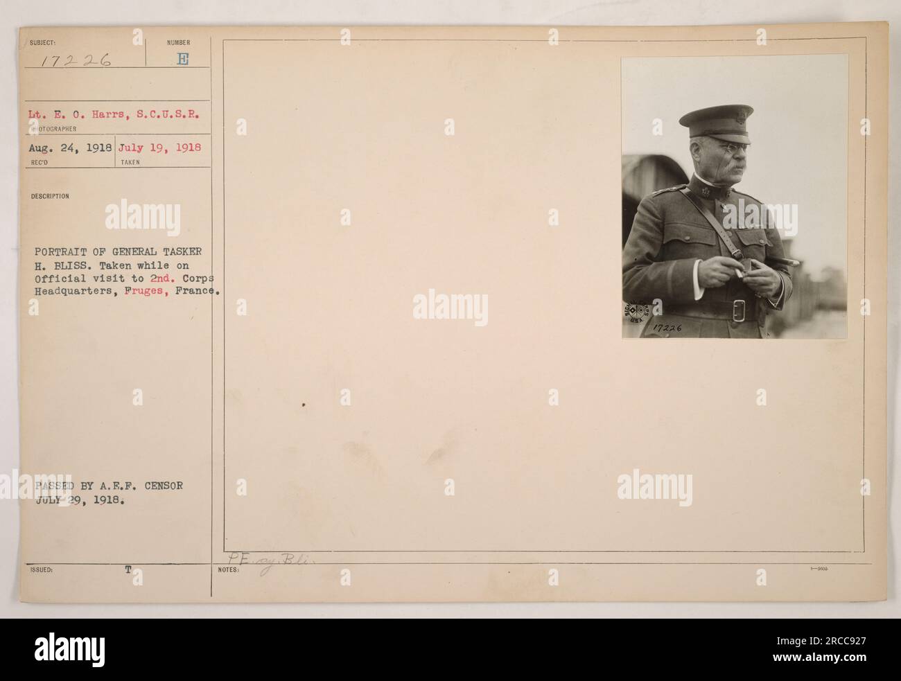 Portrait photograph of General Tasker H. Bliss during his official ...