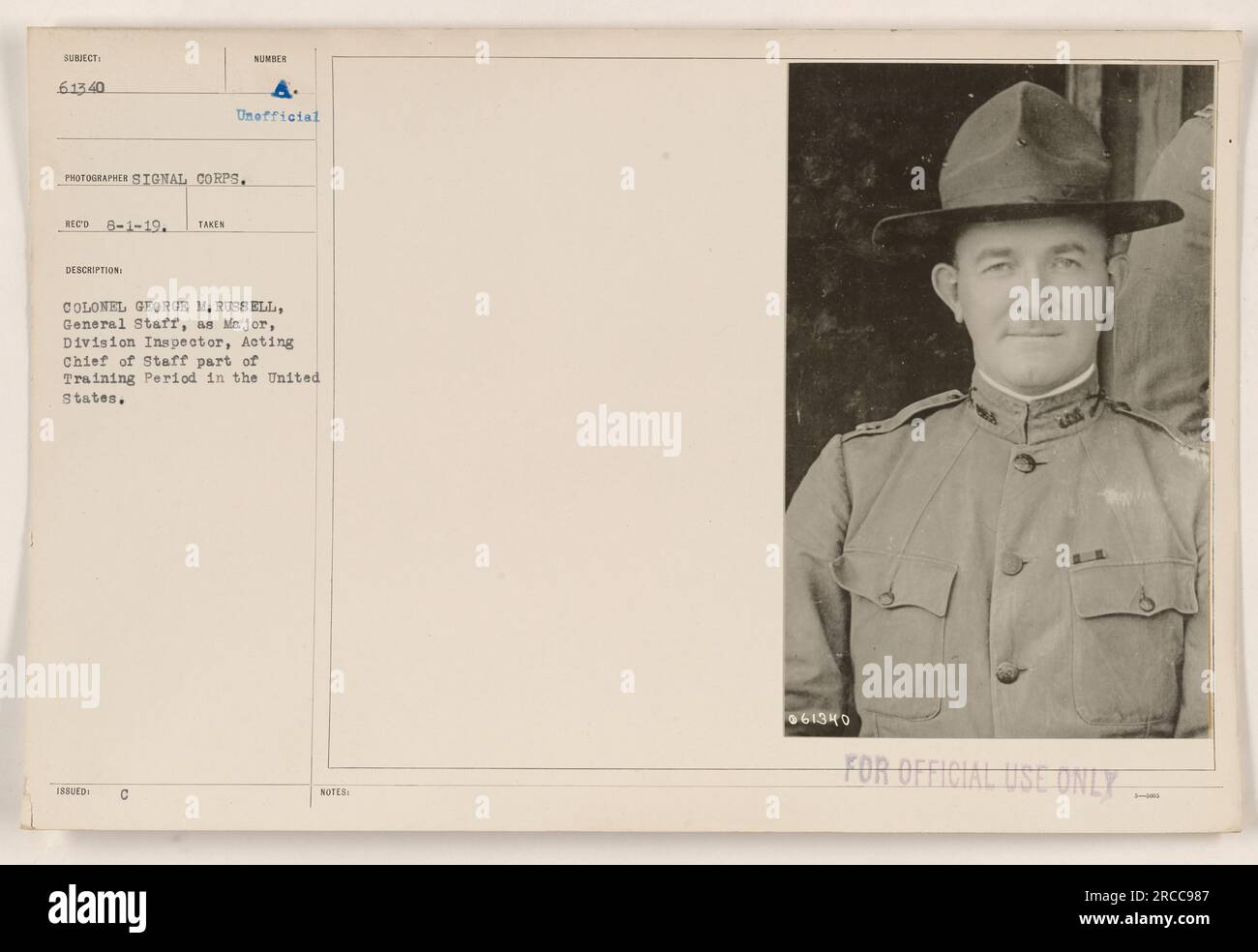 Colonel George M. Russell, General Staff, is seen in this photograph ...
