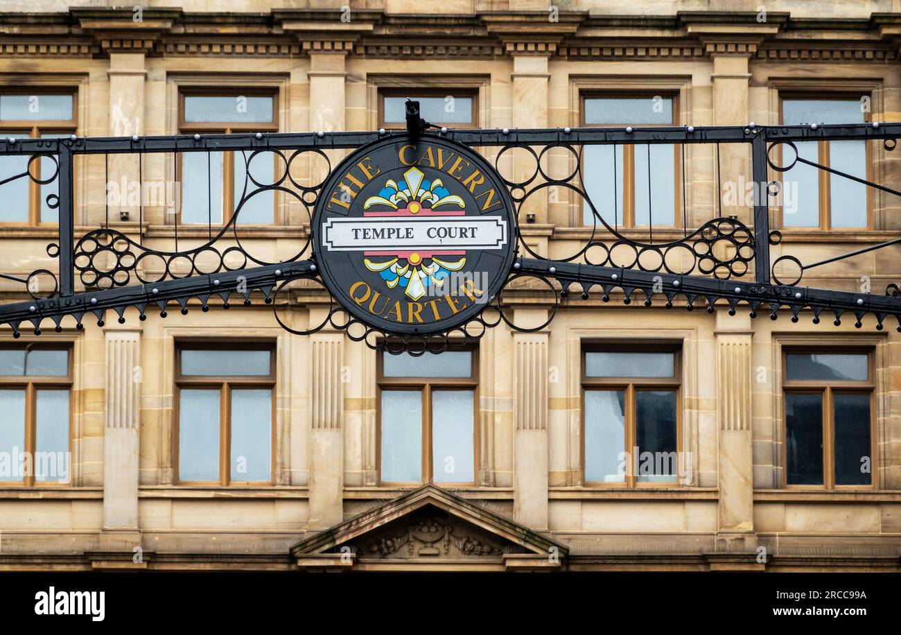 Temple Court sign in The Cavern Quarter in Liverpool Stock Photo - Alamy