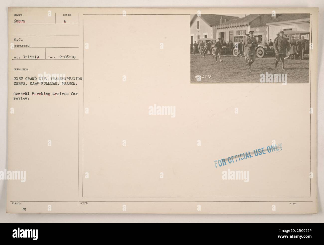 General Pershing arrives at Camp Pullman in France to conduct a review ...