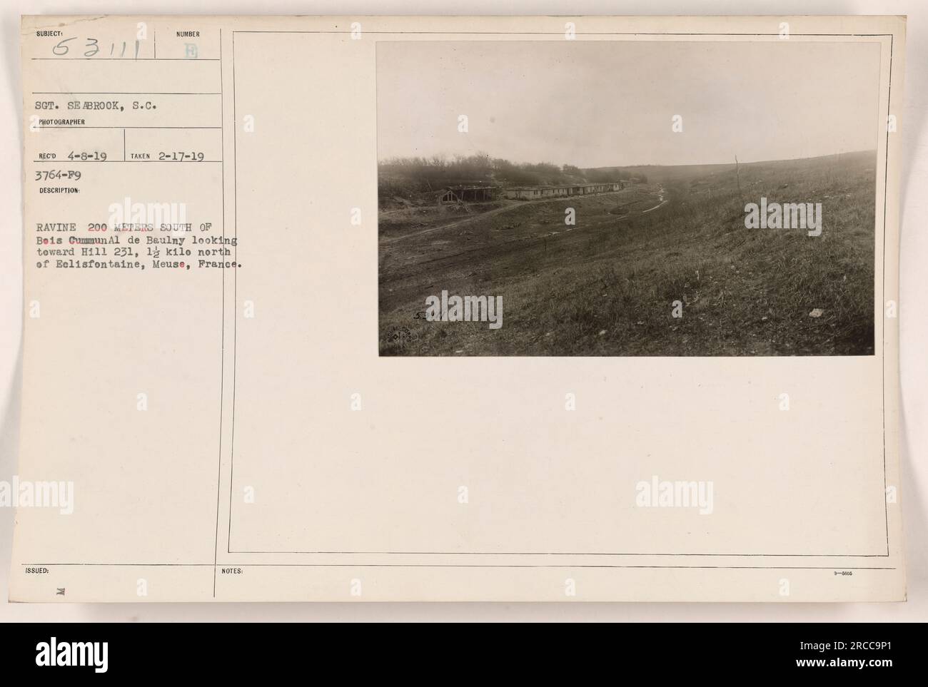 "Ravine 200 meters south of Bois Communal de Baulny, captured in a ...