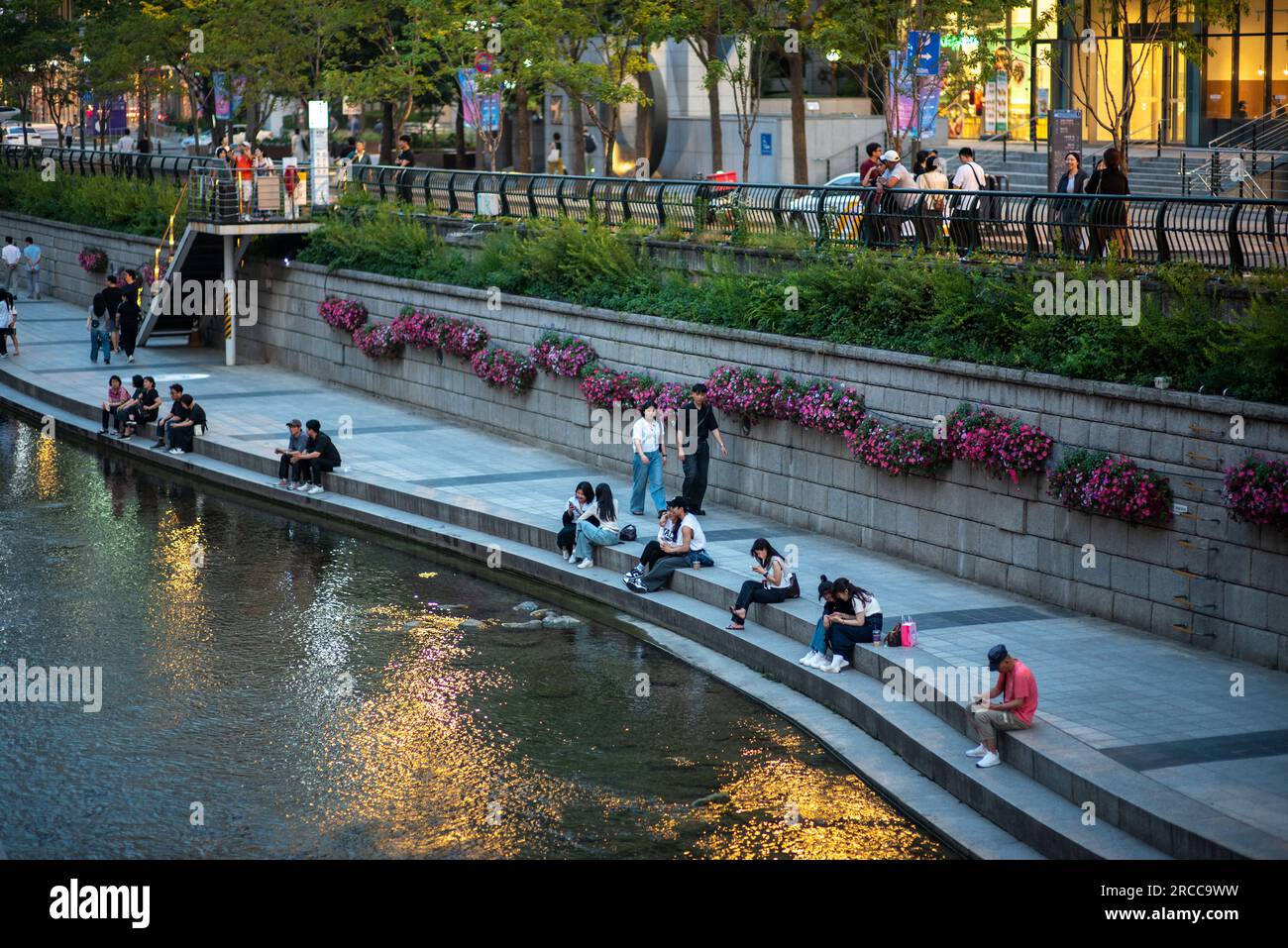Cheonggyecheon Stream in downtown Seoul, capital of South Korea on 25 ...