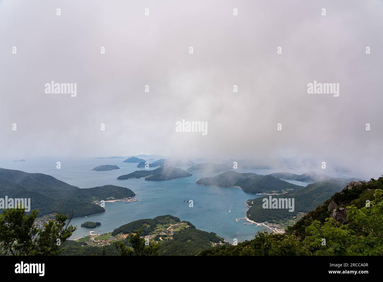 Aerial View of Geoje Island with cloud background in South Korea Stock ...