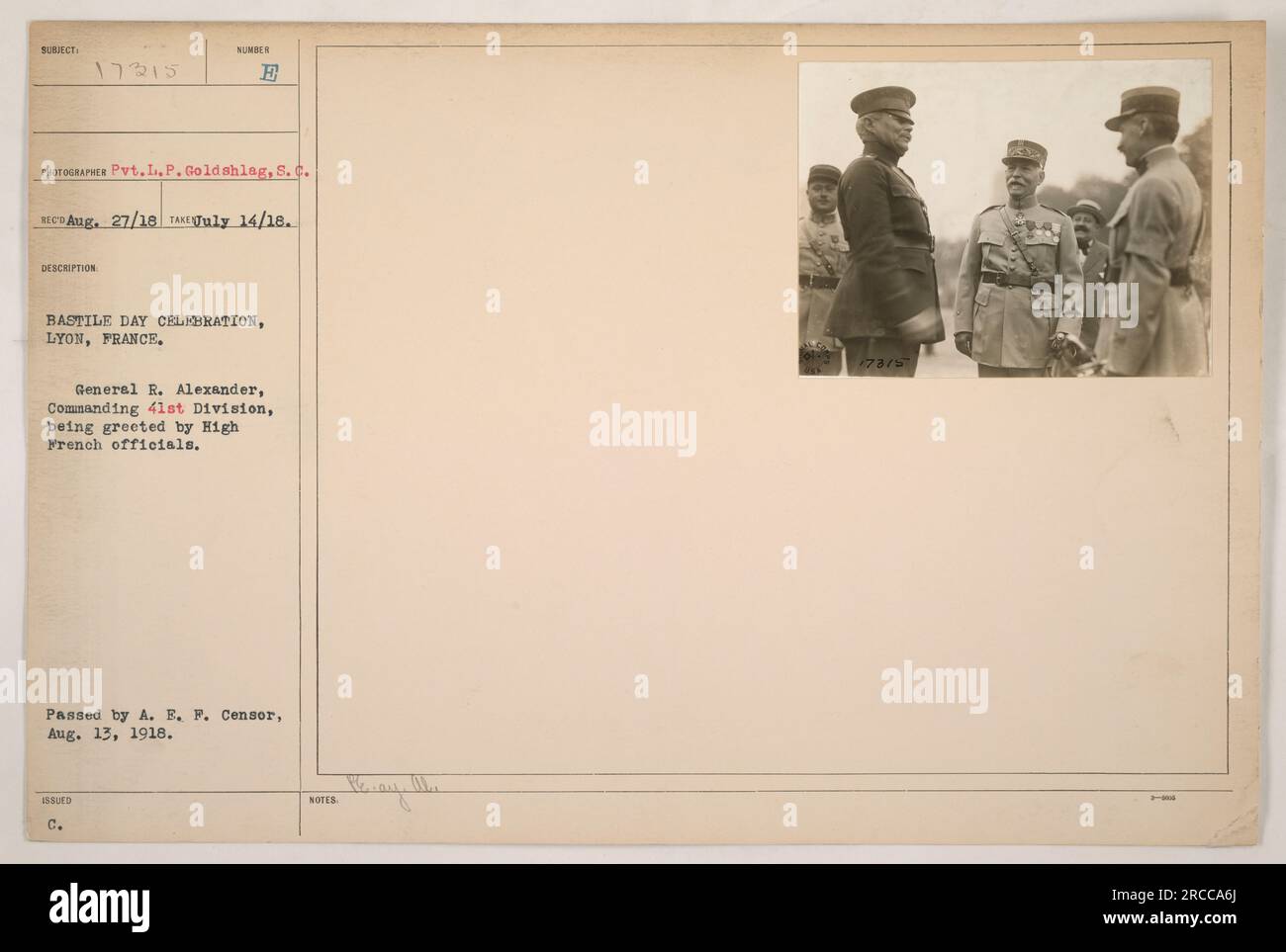 General r alexander 41st division hi-res stock photography and images ...