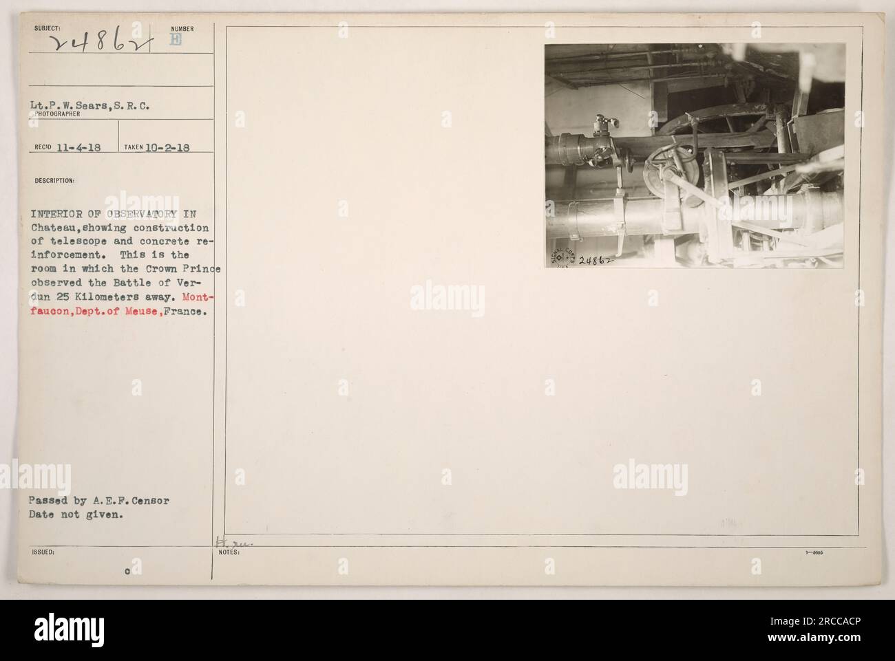 Interior of the observatory in Chateau Montfaucon, illustrating the ...