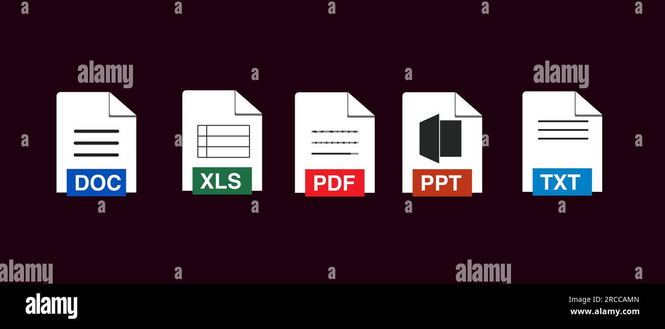 File Type Icon Set Popular Files Format And Document In Flat Style Design Format And Extension