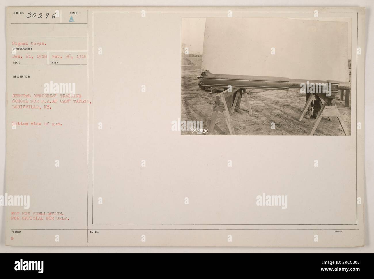 Bottom view of a gun at the Central Officers Training School for F.A ...