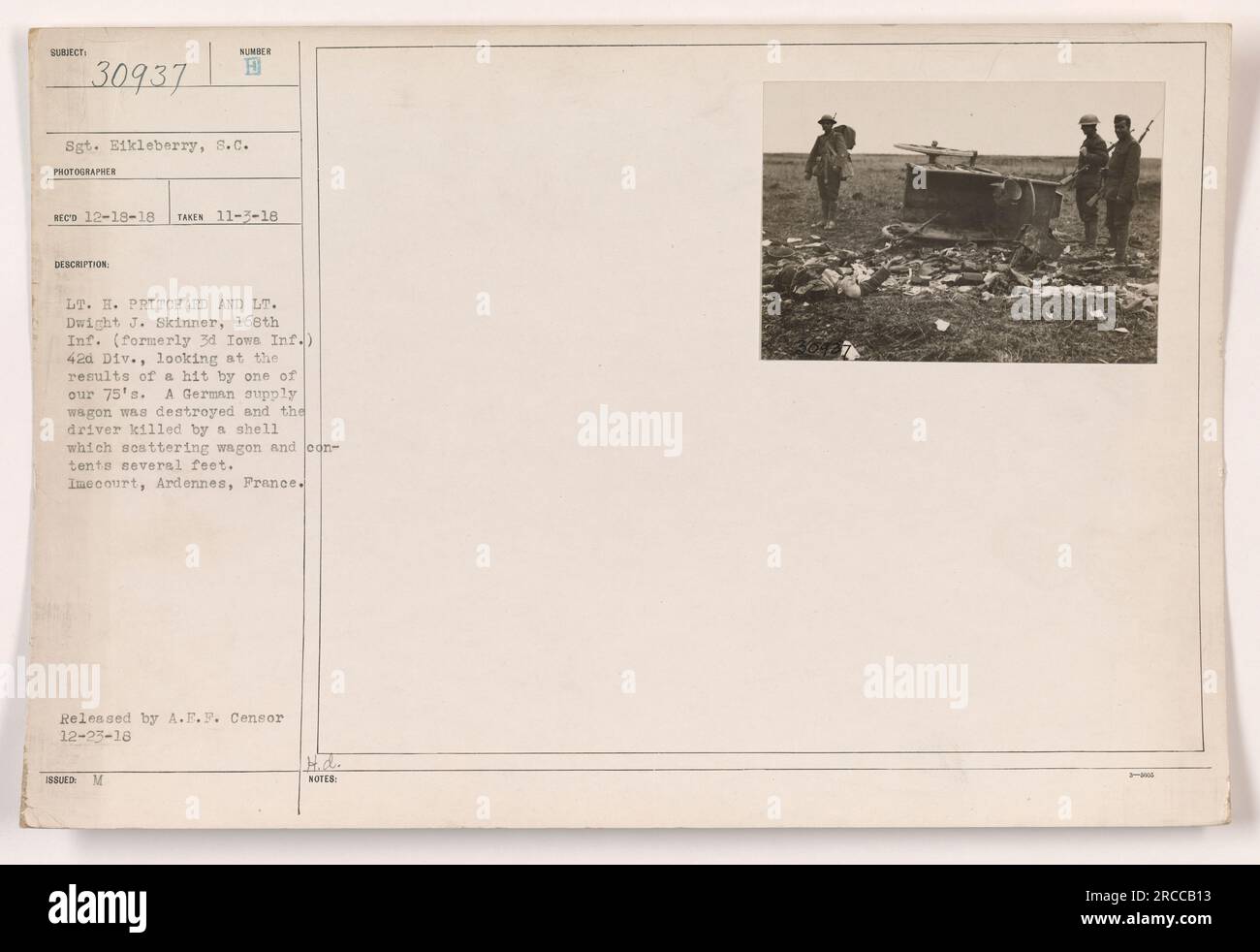 Lieutenant H. Pritchard and Lieutenant Dwight J. Skinner of the 168th ...