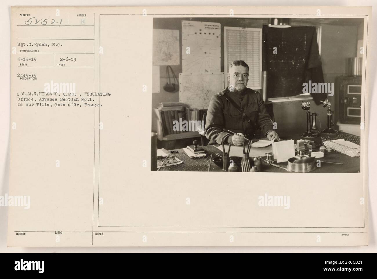 Col. M.R. Hilgard of the Q.M.C. is seen at the Advance Section No. 1 ...