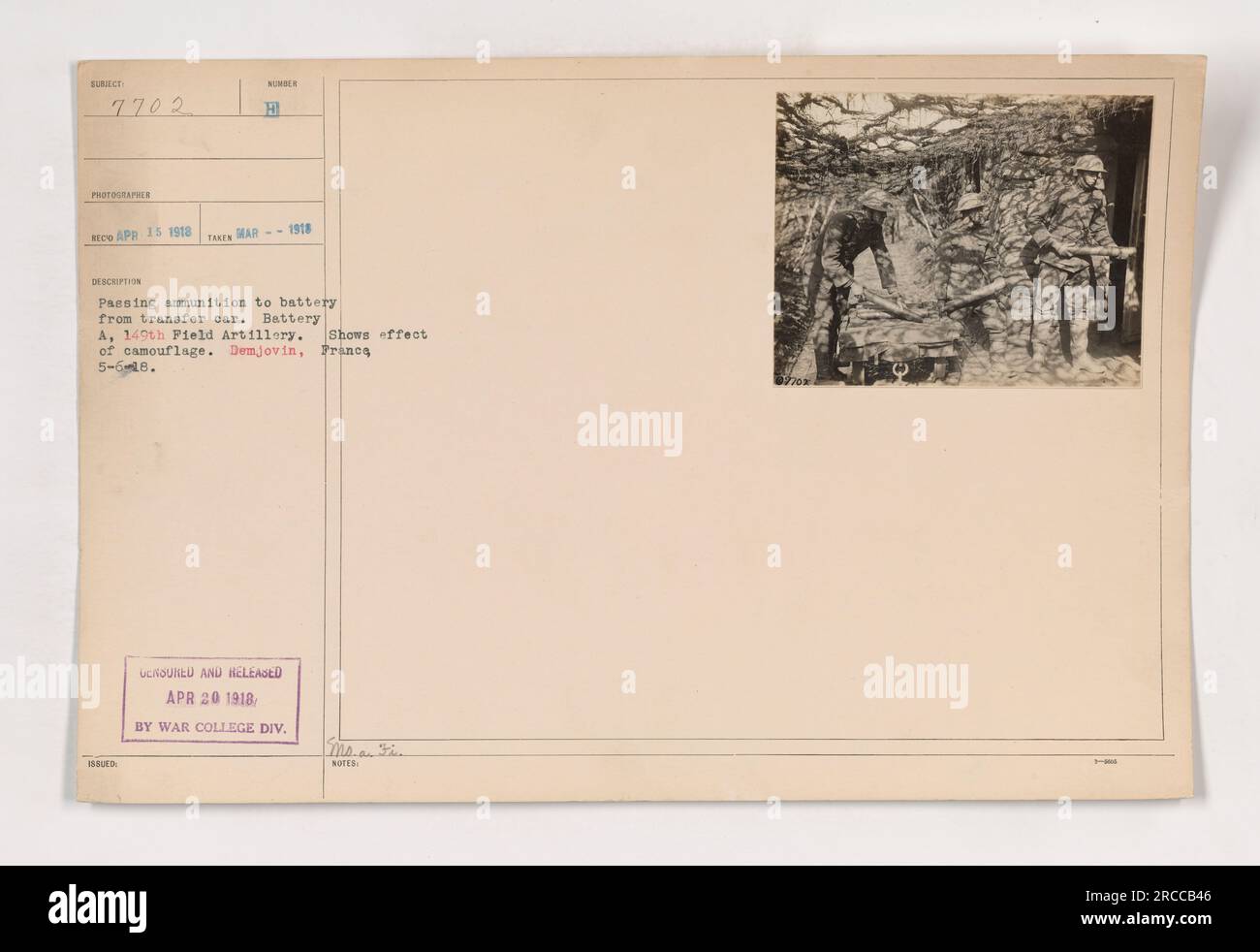 Caption: "A photograph taken on April 15, 1918 shows members of Battery ...