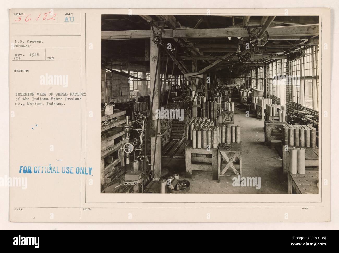 Interior view of the shell factory of the Indiana Fibre Produce Co. in ...