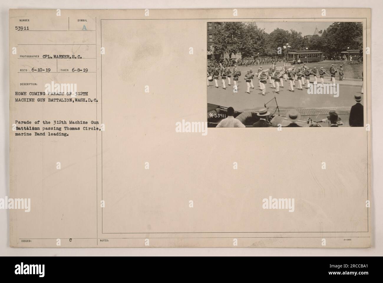 Homecoming parade of the 312th Machine Gun Battalion, Washington D.C ...