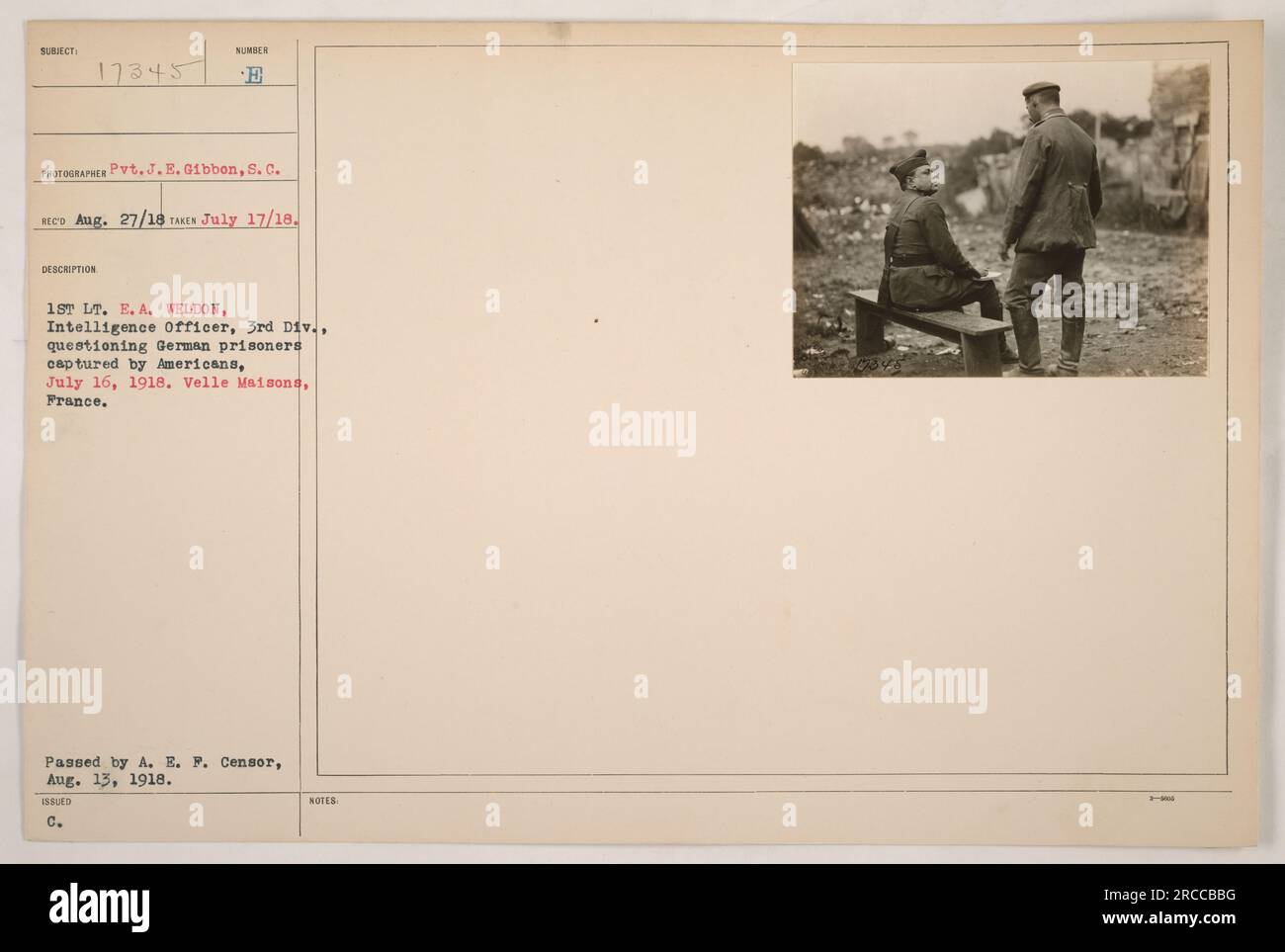 1st Lt. E.A. Weldon, the Intelligence Officer of the 3rd Division, is ...