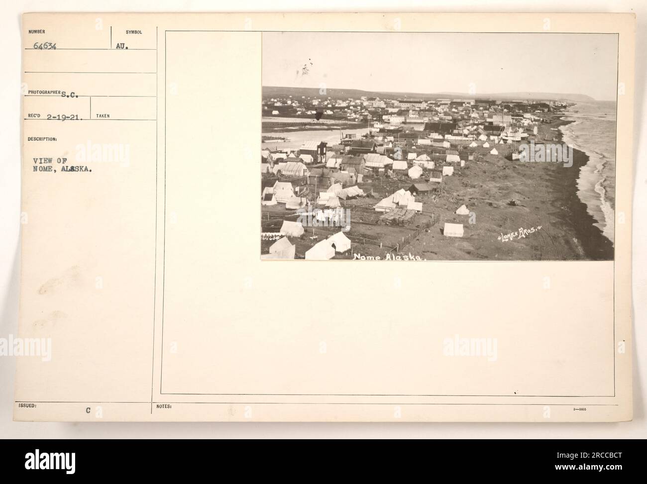 1918 photograph of Nome, Alaska during World War I. The city is seen ...