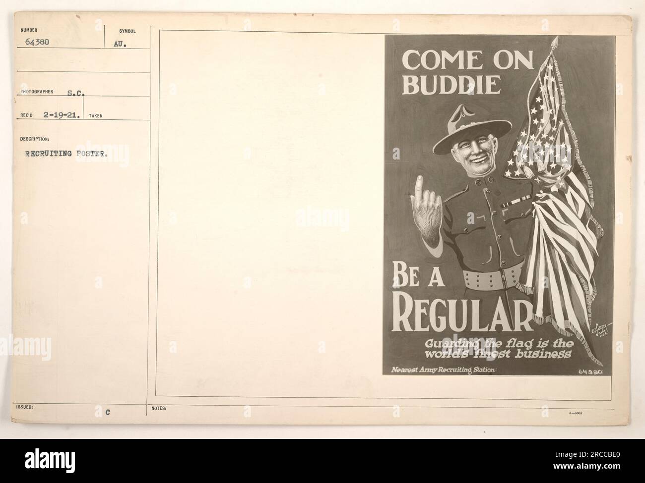 Recruiting poster displaying the image of a soldier guarding the ...