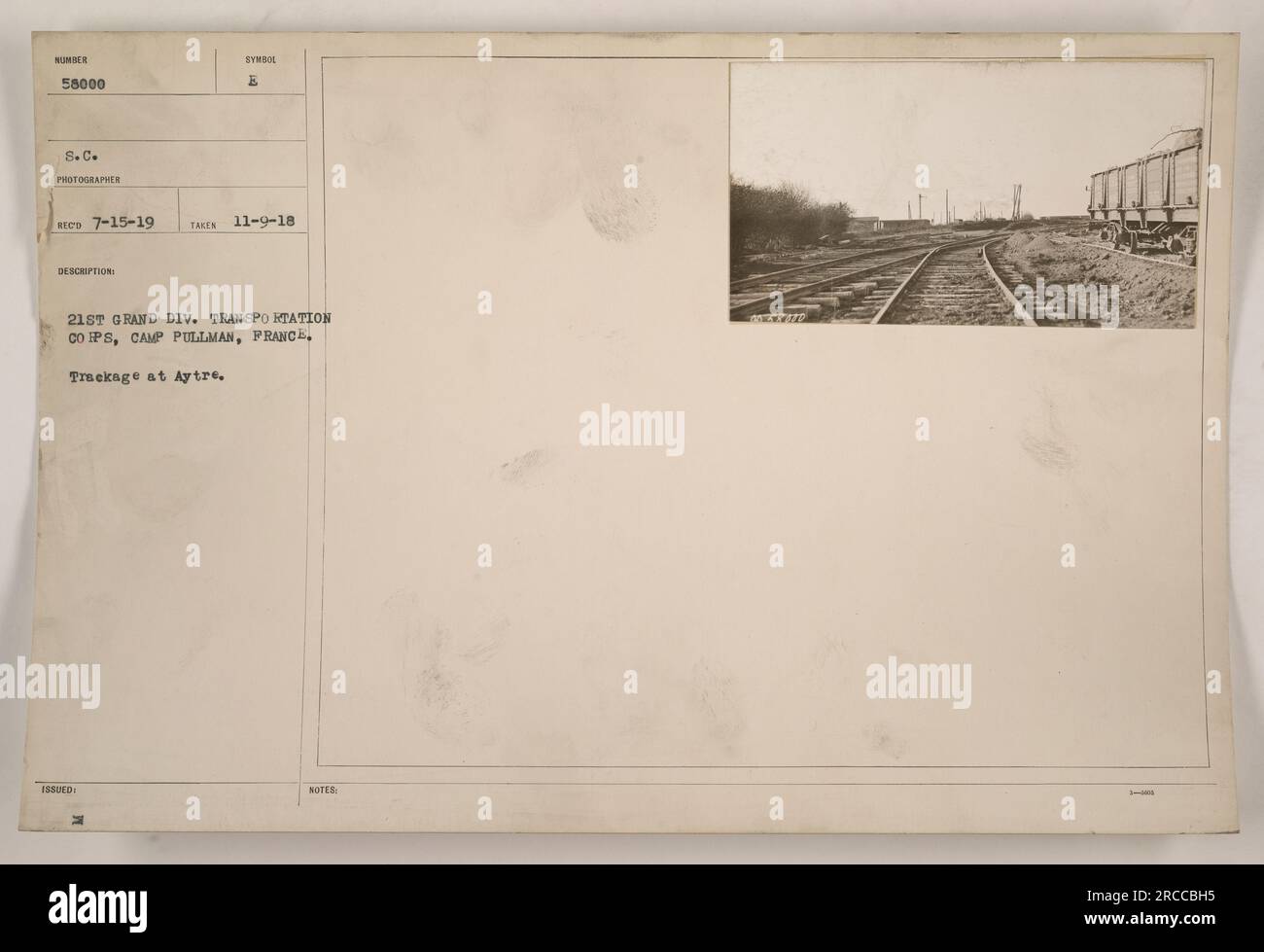 Trackage at Aytre, France, used by the 21st Grand Division ...