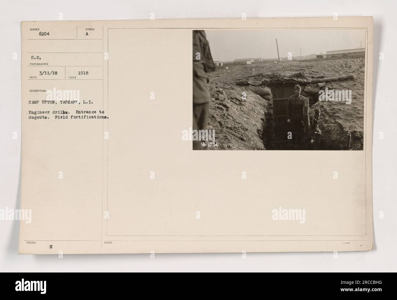 American soldiers in training at Camp Upton, Long Island during World War One. The photograph ...