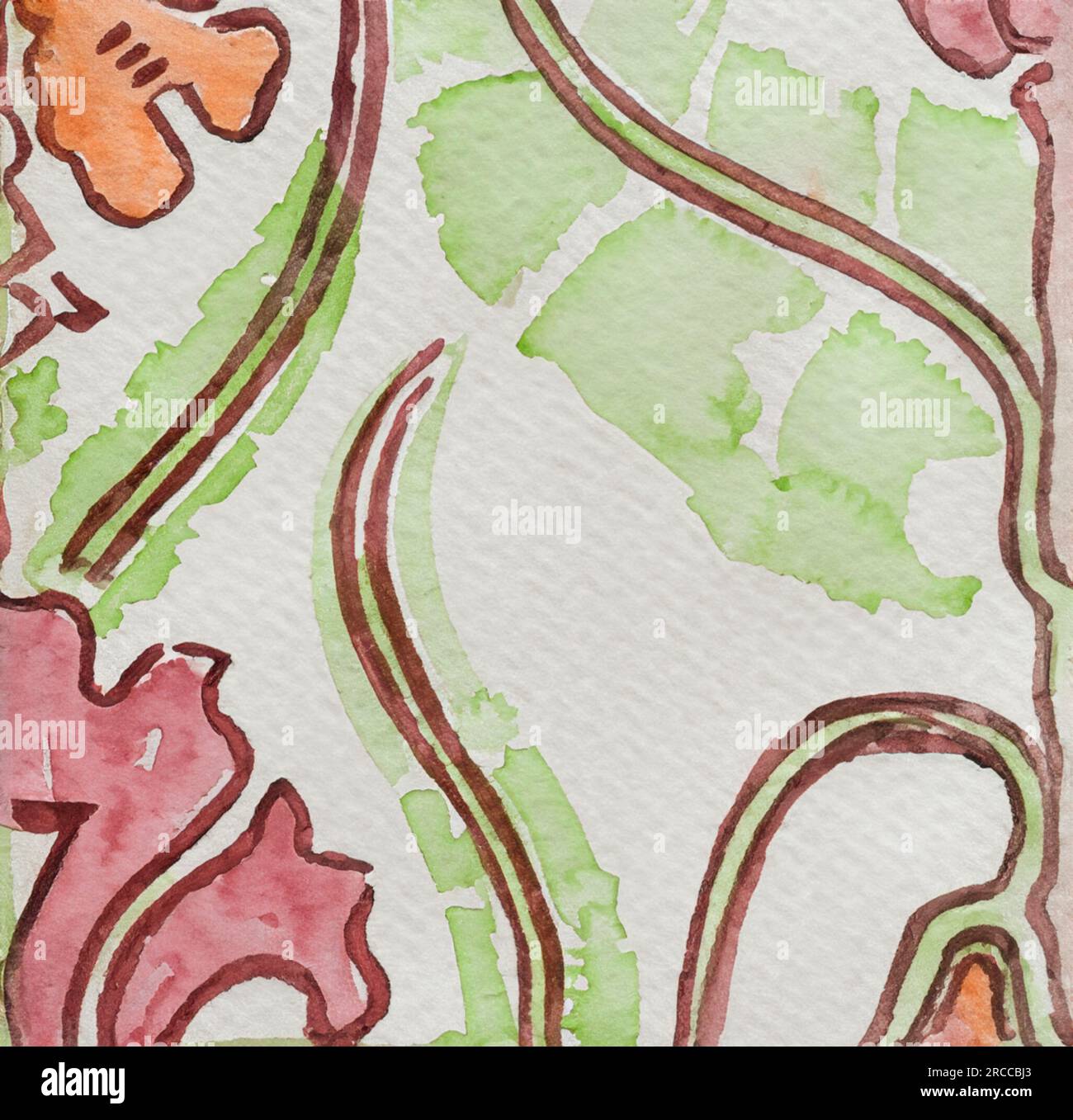 Watercolor illustration of portuguese ceramic tiles pattern. Single ...