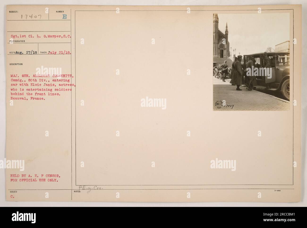 Sgt. 1st Cl. L. G. Morper captures a photograph of Maj. Gen. Adelbert ...