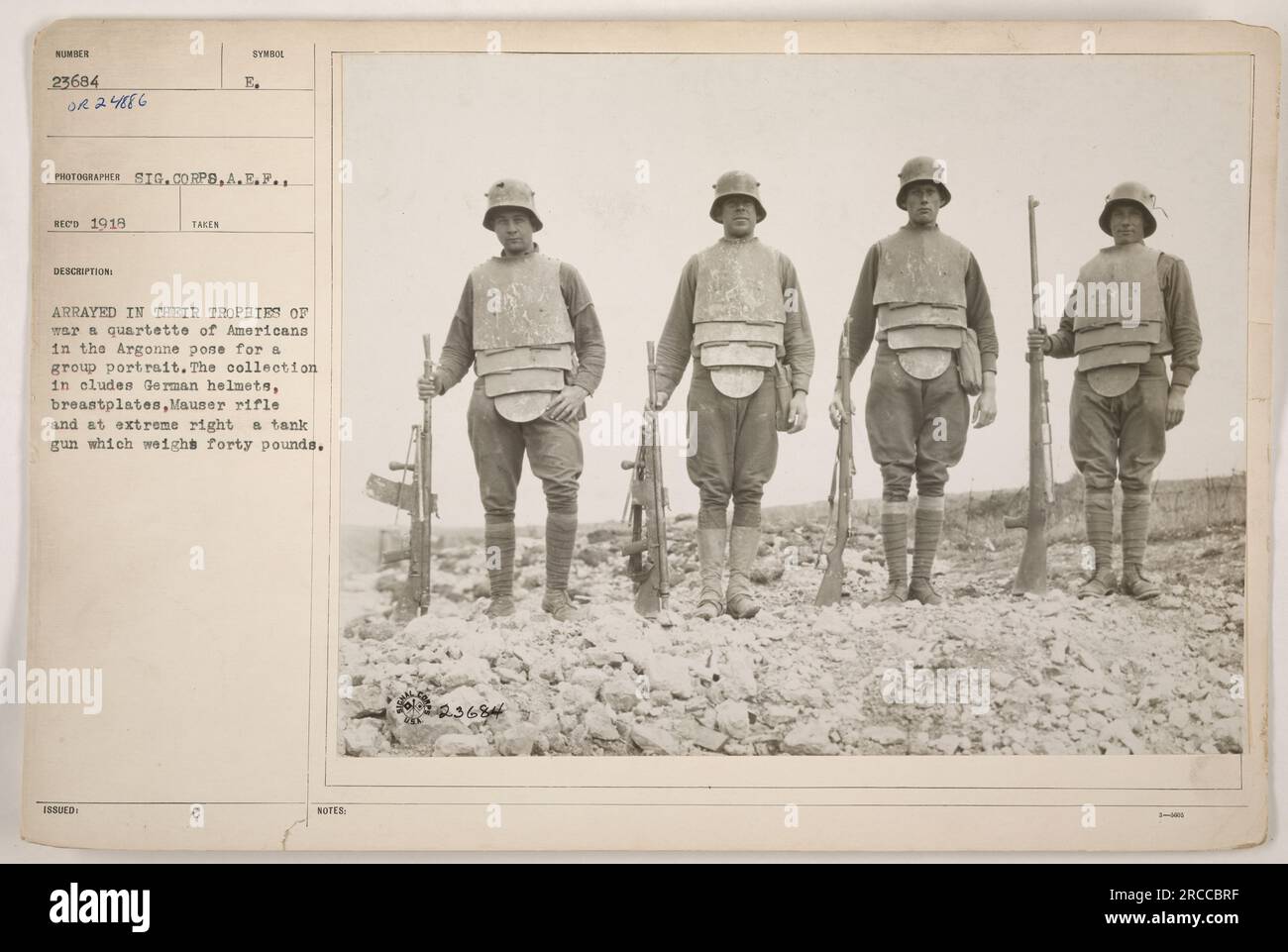 American soldiers in the Argonne display their collection of war ...
